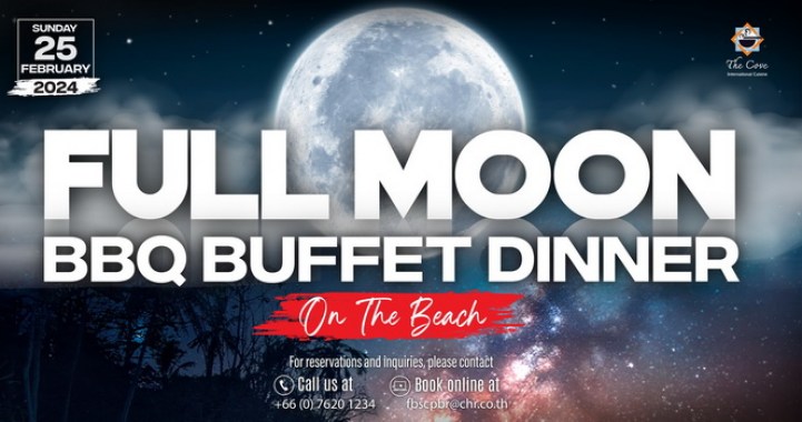 Full Moon BBQ Buffet Dinner on the Beach, Sun 25th Feb 2024 - What’s On ...