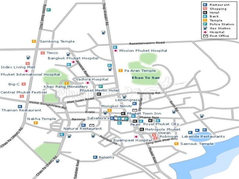 Map of Phuket Town (City) Thailand - Phuket.Net